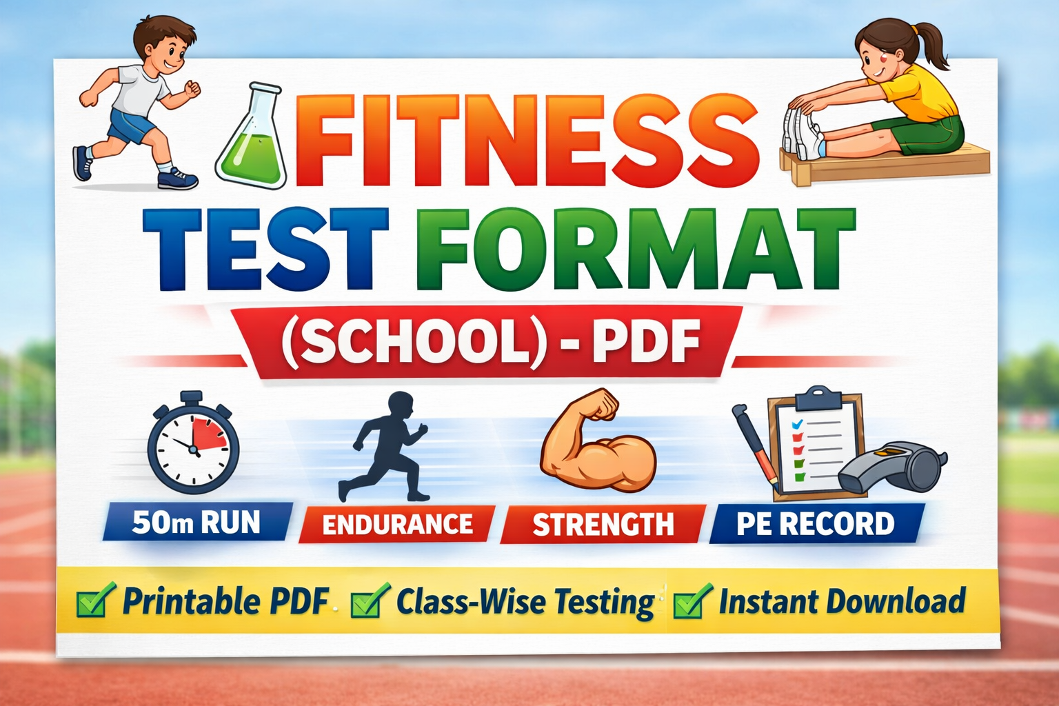 🧪 FITNESS TEST FORMAT (SCHOOL) - PDF - Msatheeshsir.com